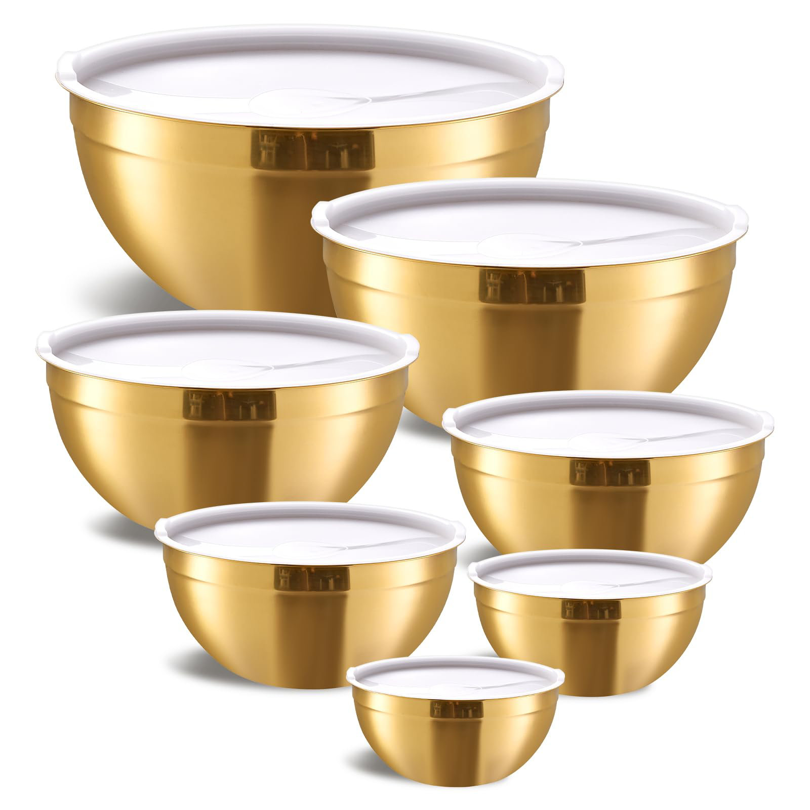 UZOPAL Stainless Steel Nesting Mixing Bowls Set of 7 with Airtight Lids ...