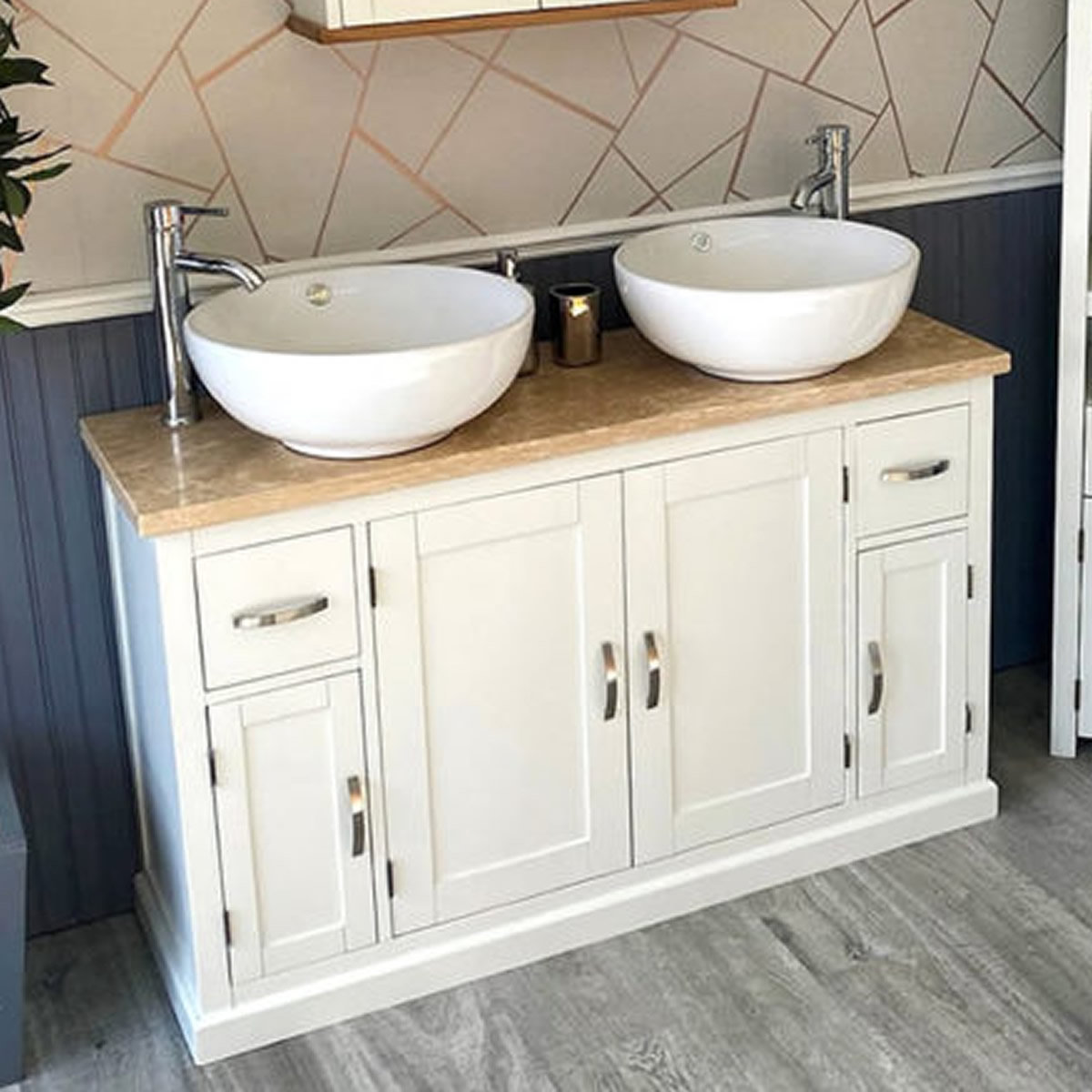 Ebern Designs Arbogast Solid Beech 1230mm Free-standing Double Vanity ...