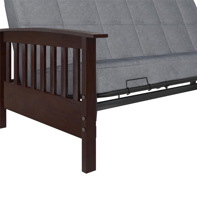 Lark Manor Arlethia Full Size Wood Arm and Black Metal Futon Frame ...