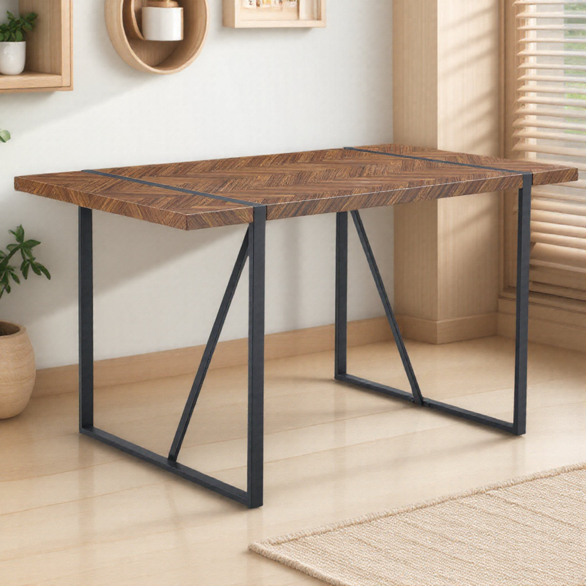 17 Stories A Minimalist Retro Rectangular Dining Table | Wayfair