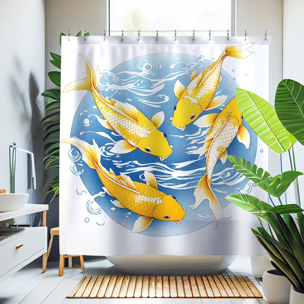 ULLI HOME Dargi Koi Fish Shower Curtain - Wayfair Canada