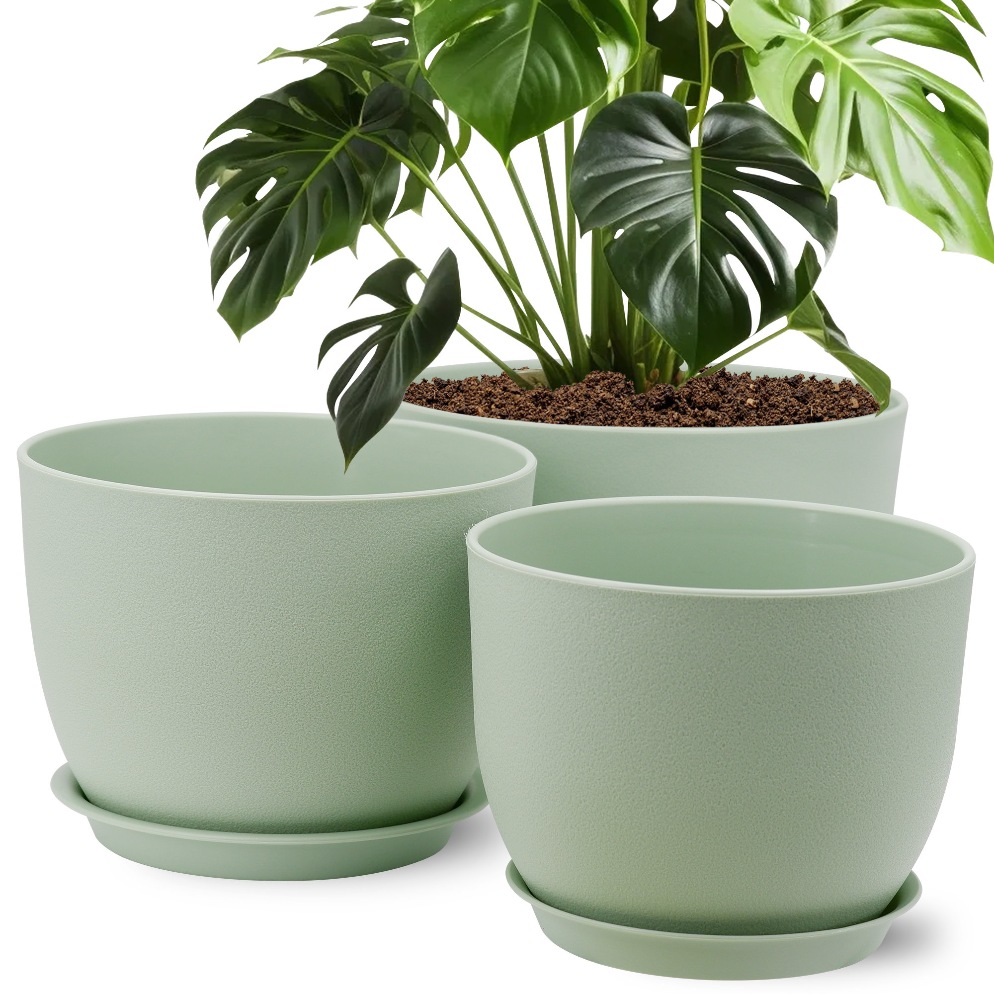 Ebern Designs Gardrium Planters 3pcs 12-10-9inch Flower Plante Pots ...