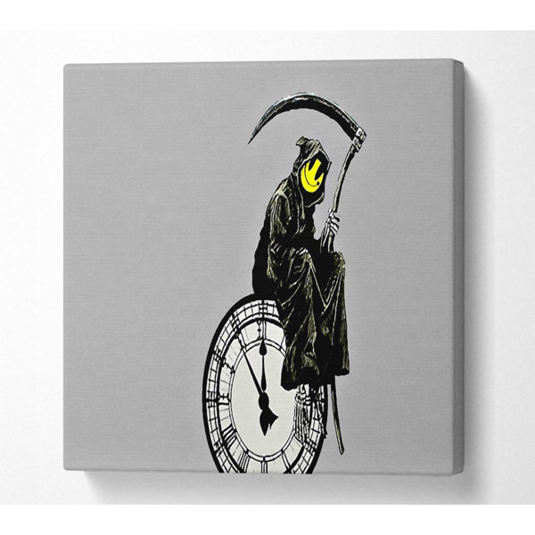Happy Larry Smiley Face Reaper Times Up - Wrapped Canvas Art Prints ...