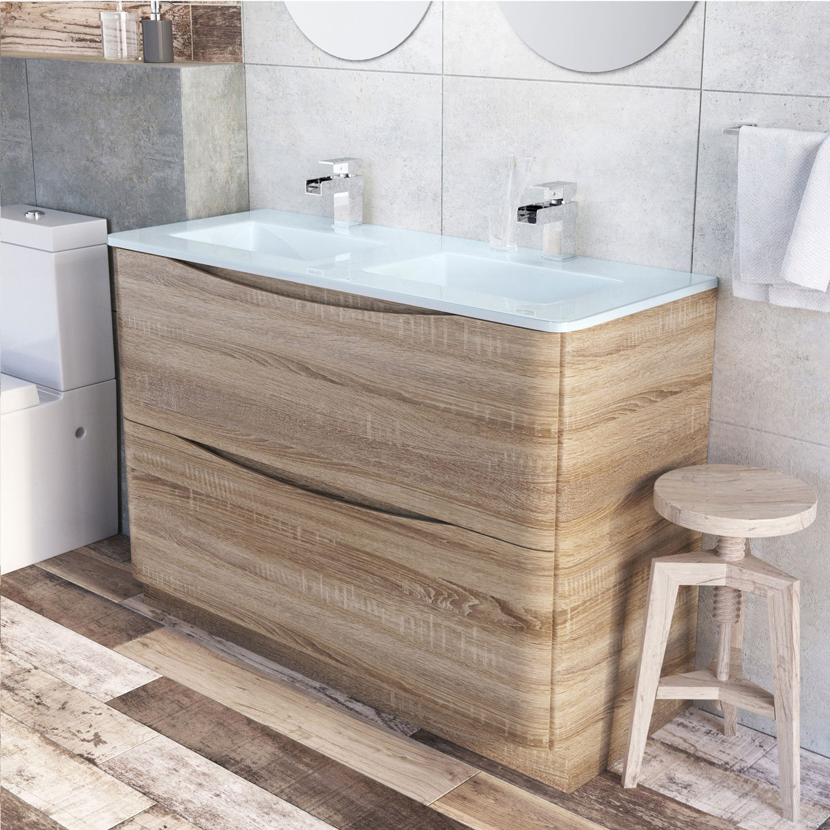 White Stone Stanhope 120mm Wall Mounted Vanity Unit | Wayfair.co.uk