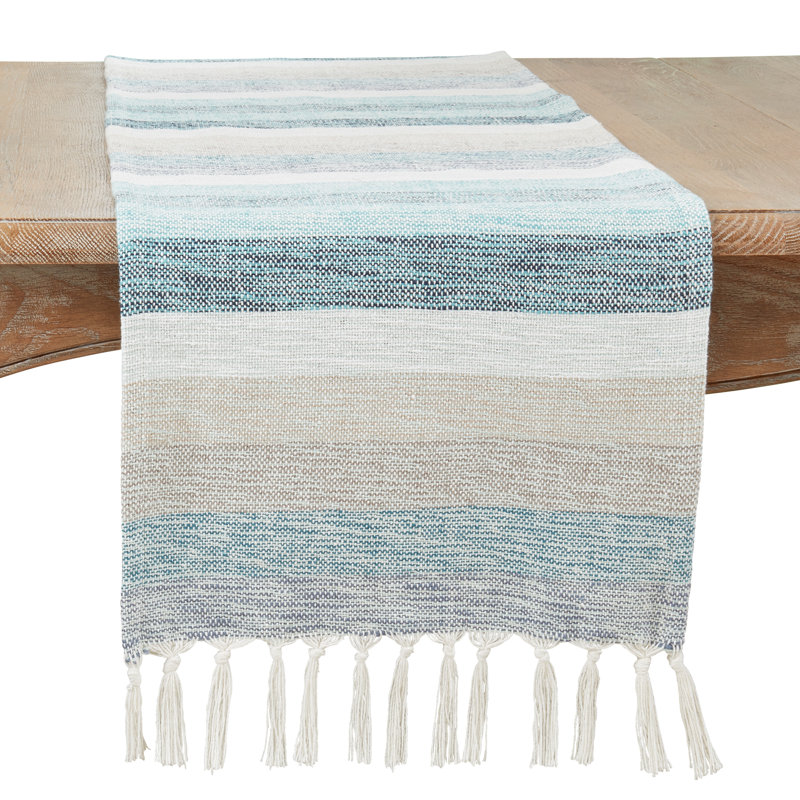 Saro Rectangular Striped Table Runner & Reviews | Wayfair