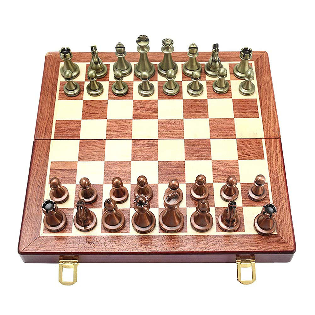 BOJUNTAN Large Metal Deluxe Chess Retro Copper Plated Alloy Chess Adult ...