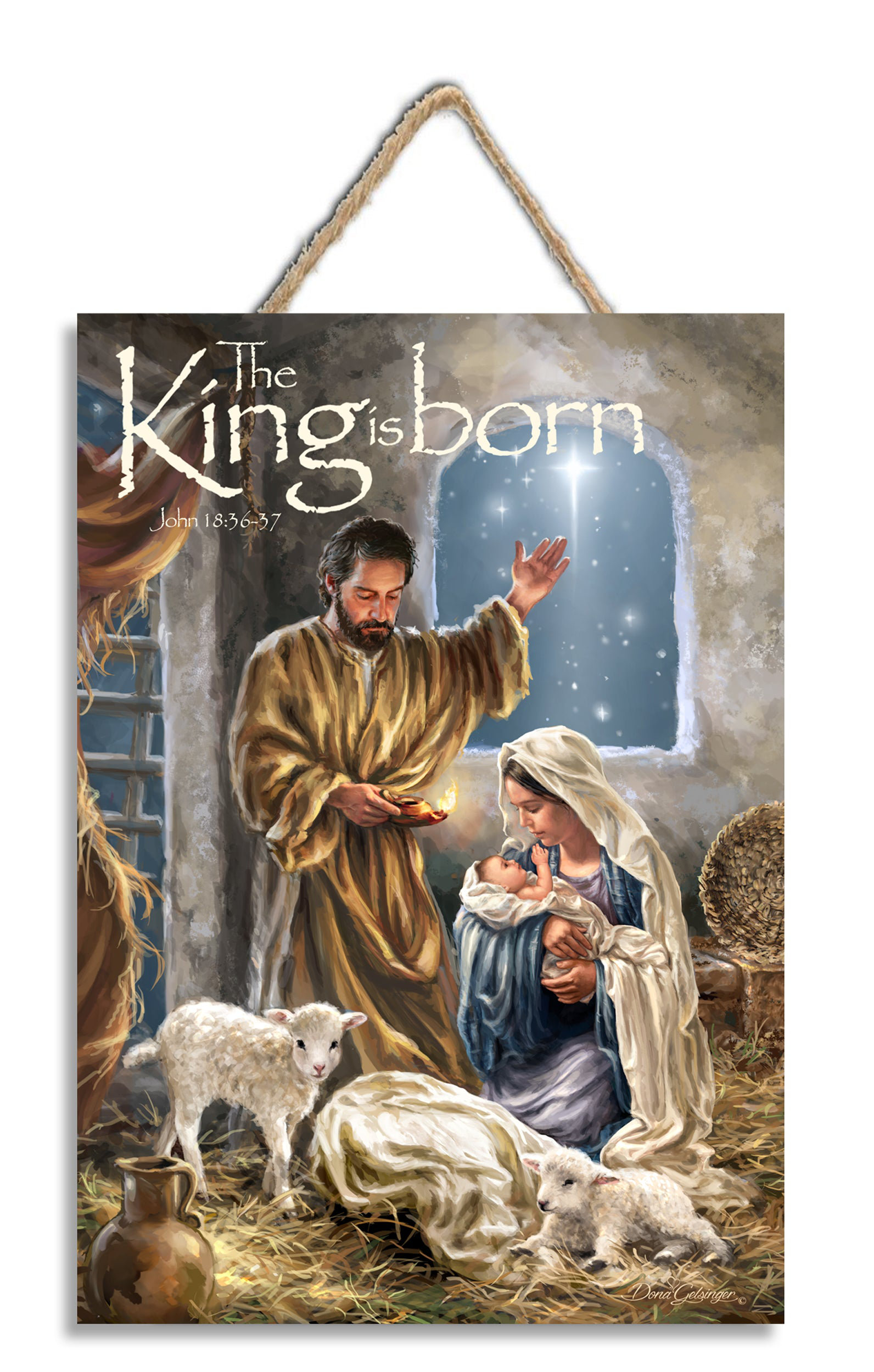 Trinx The King is Born Wooden Sign with Rope Hanger | Wayfair