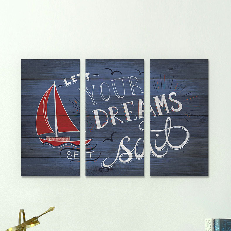 Breakwater Bay 'Let Your Dreams Set Sail' 3 Piece Painting Print on ...
