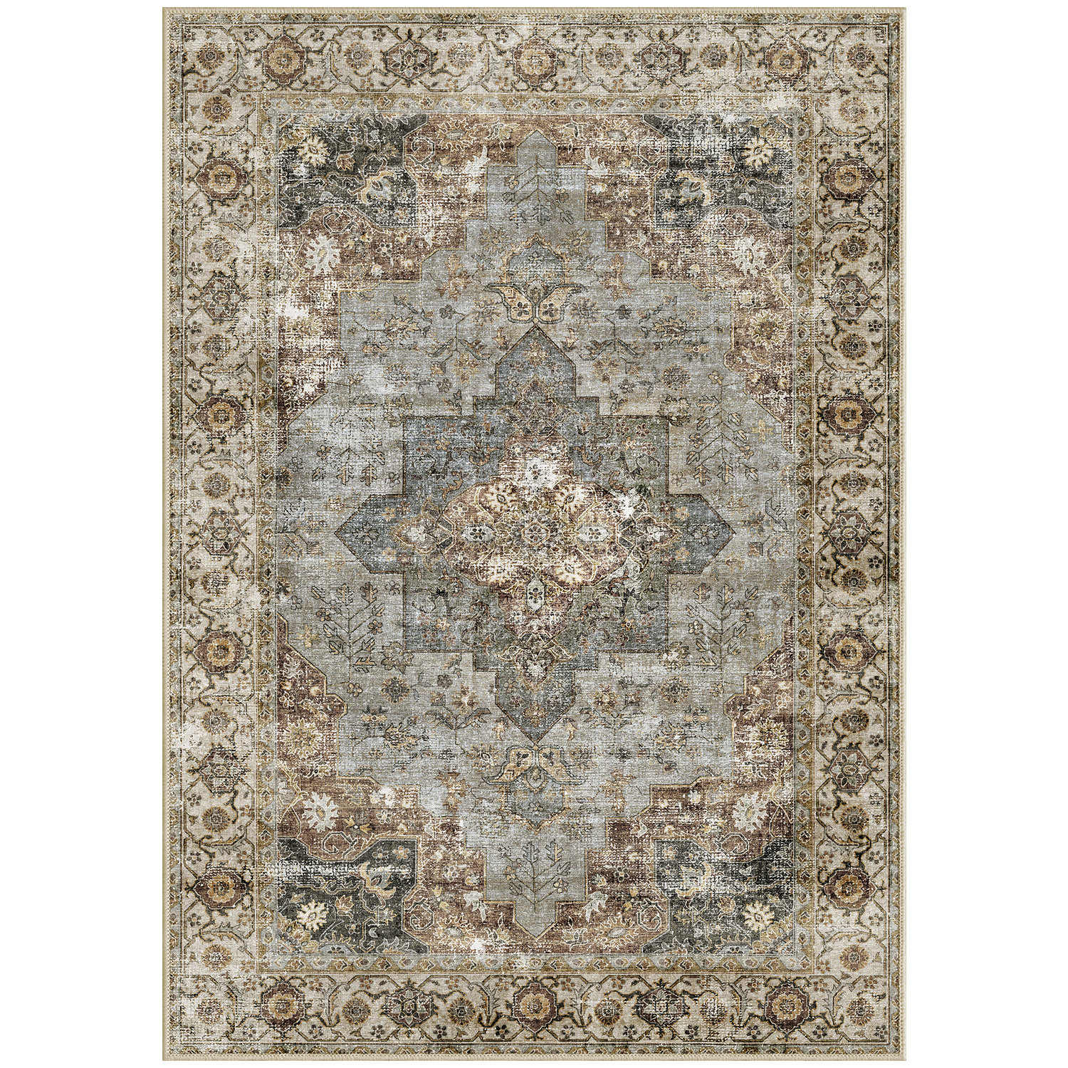 GelPro Oriental Machine Woven Polyester Area Rug in Brown & Reviews ...