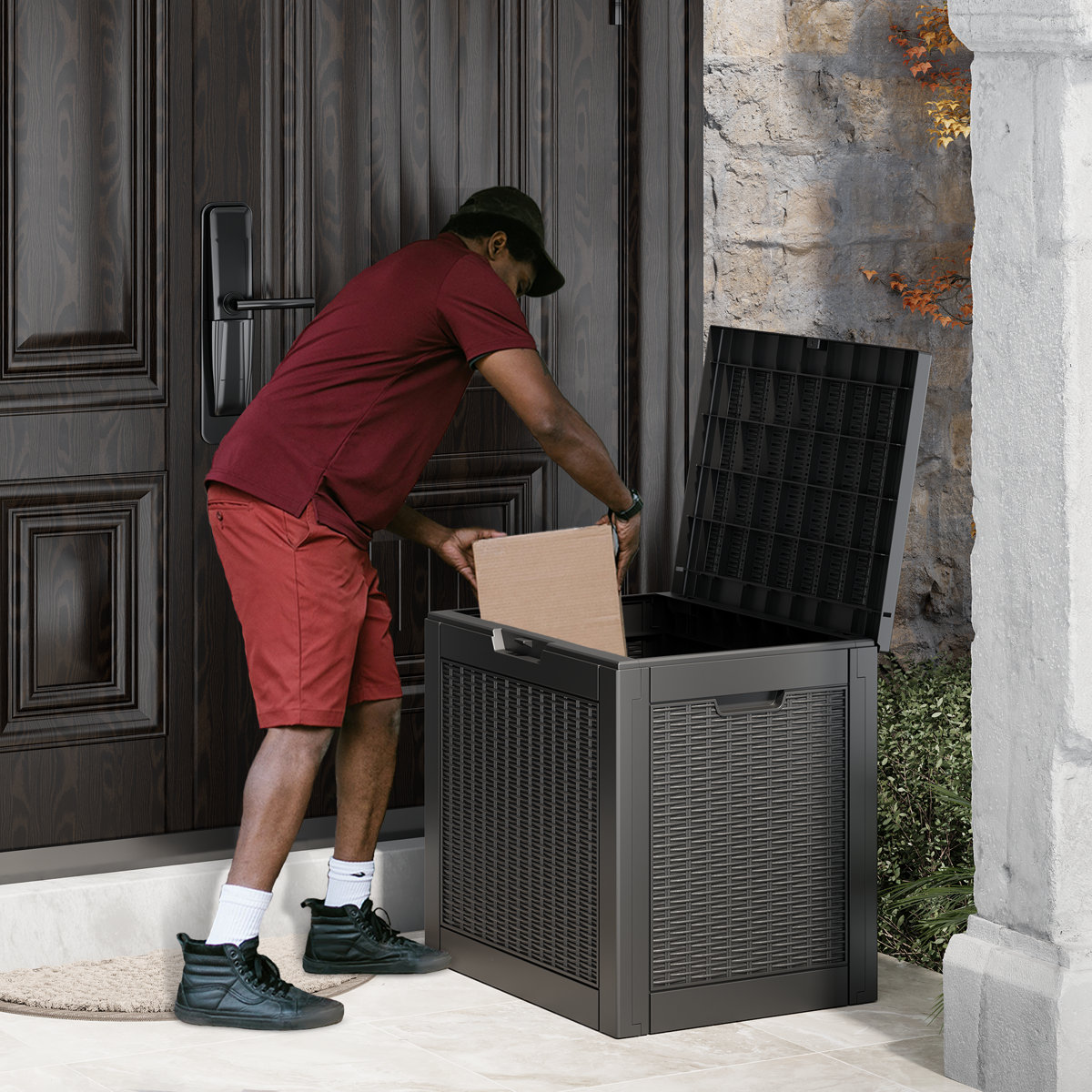 Latitude Run® 31 Gallon Resin Deck Box Waterproof UV Resistant Outdoor ...