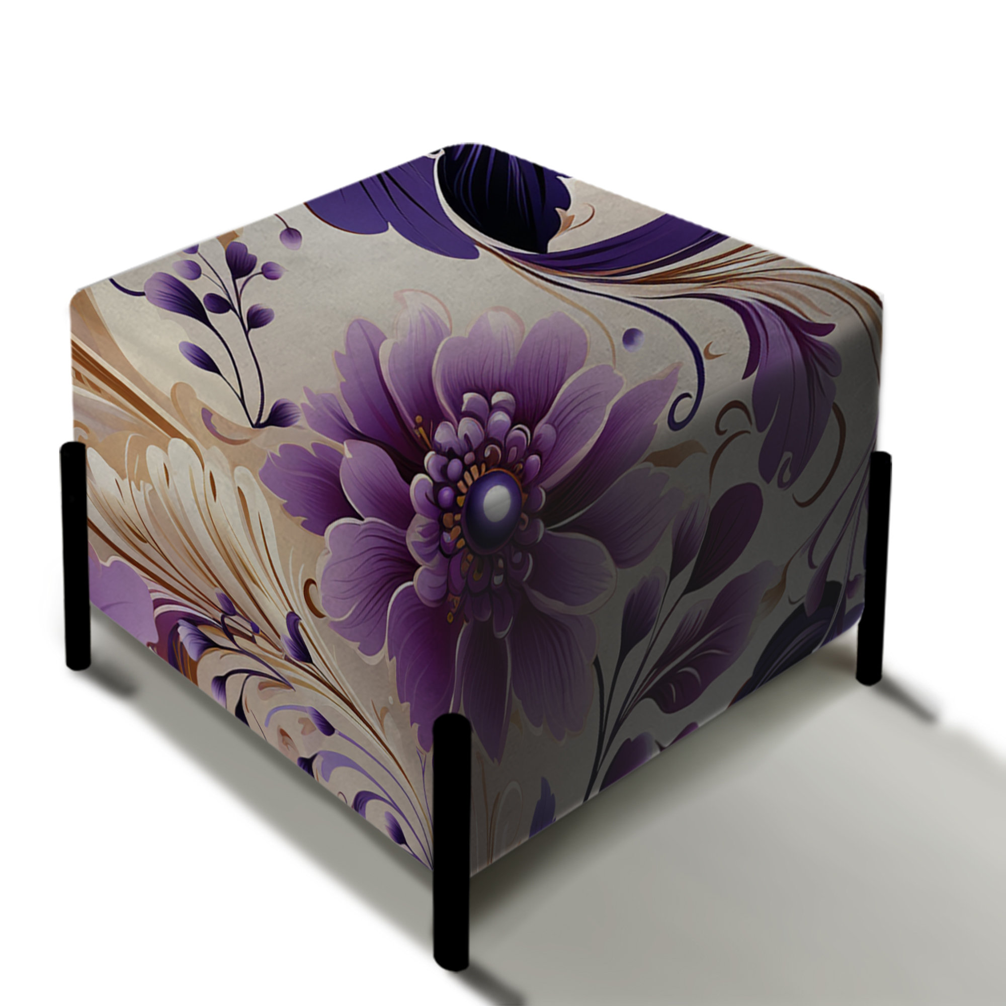 Design Art Purple Lavender Persian Paisleys - Paisley Square Ottoman ...