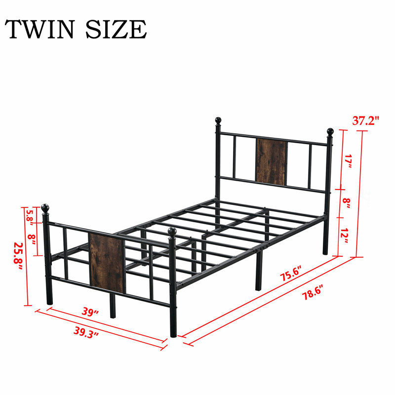 17 Stories Aukai 37.2" Bed Frame with Extra Central Legs & Reviews ...