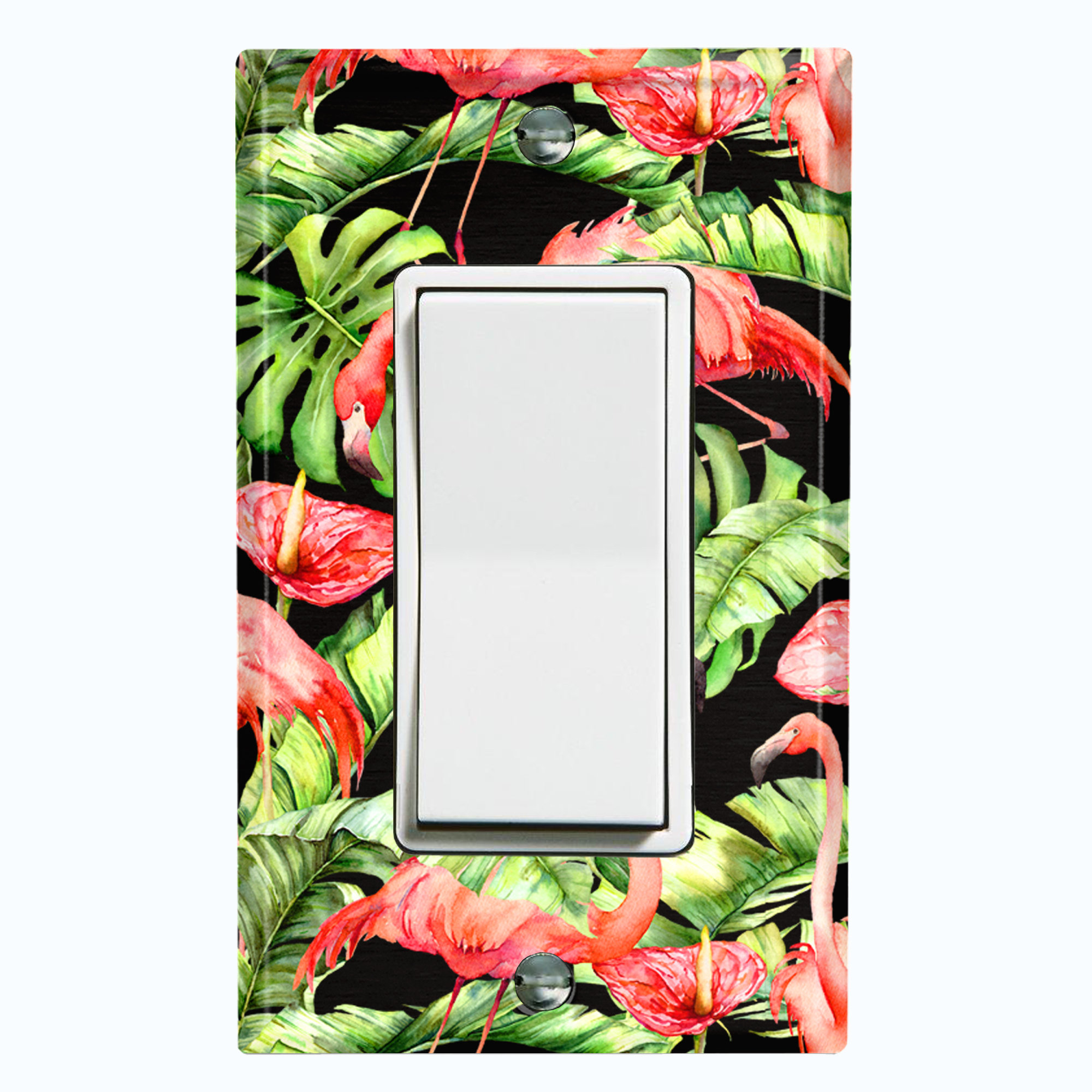 WorldAcc Metal Light Switch Plate Outlet Cover (Pink Flamingos Green ...