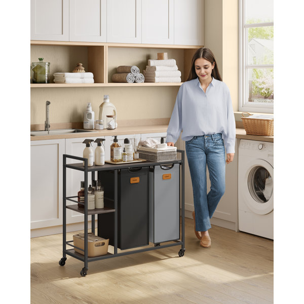 Latitude Run Metal Rolling Laundry Basket with Handles | Wayfair.co.uk