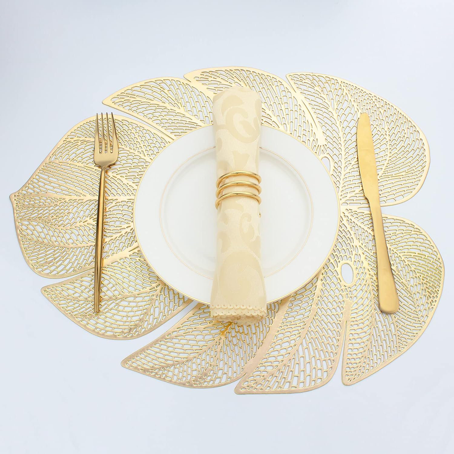 A Home Ensemble de 6 napperons en forme de feuille d'or pour table de ...