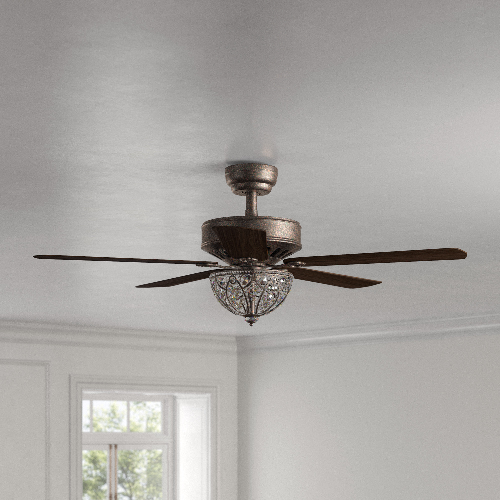 Canora Grey 52" Richmon 5 - Blade Crystal Ceiling Fan with Remote ...