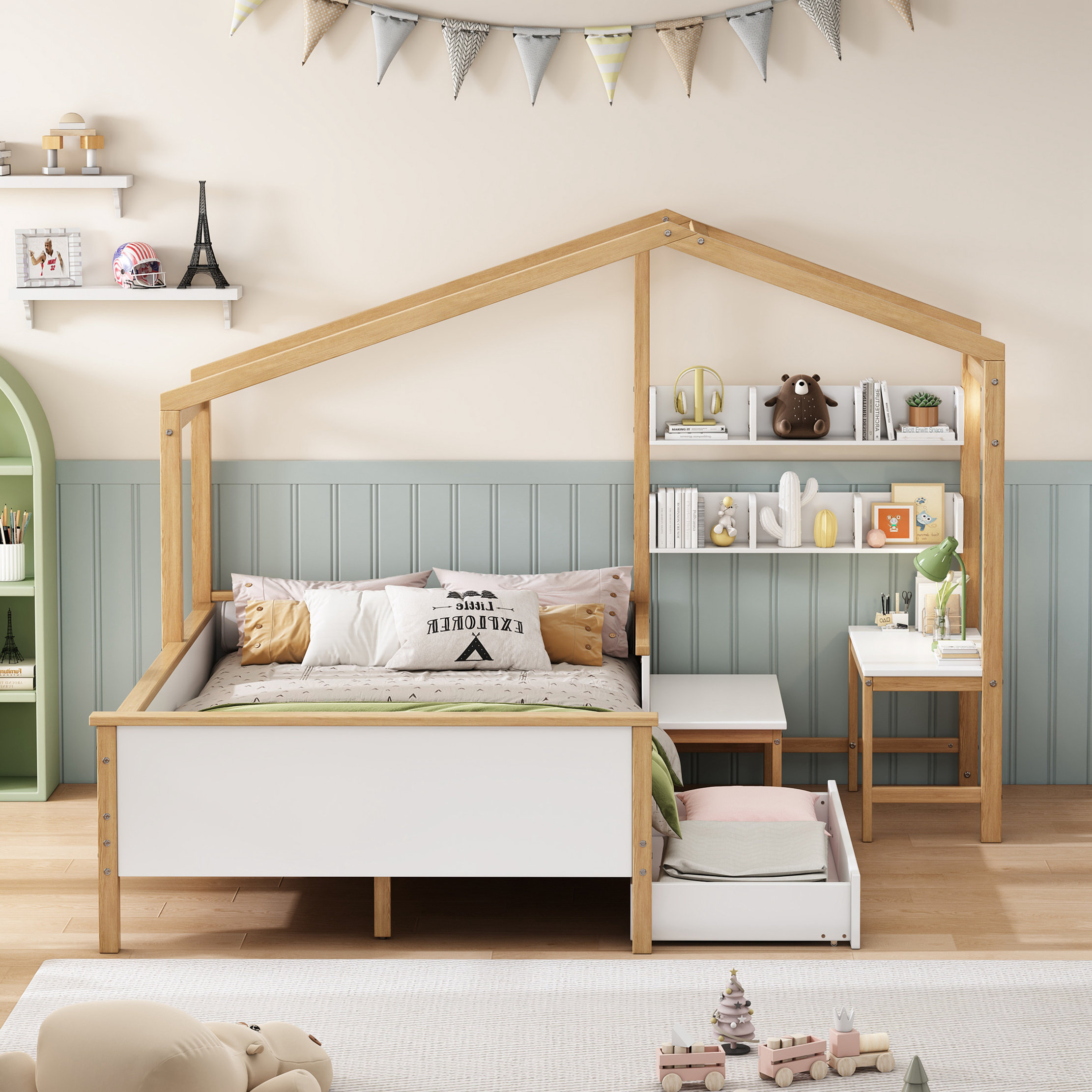 Harper Orchard Wooden House Bed With Multiple Functionalities - Wayfair ...