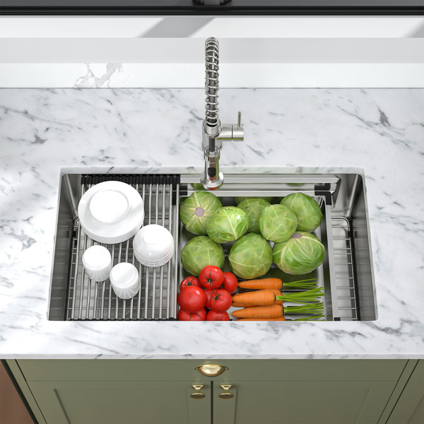 Mocoloo 33"L x 19"W Undermount Workstation Kitchen SinkStainless Steel ...