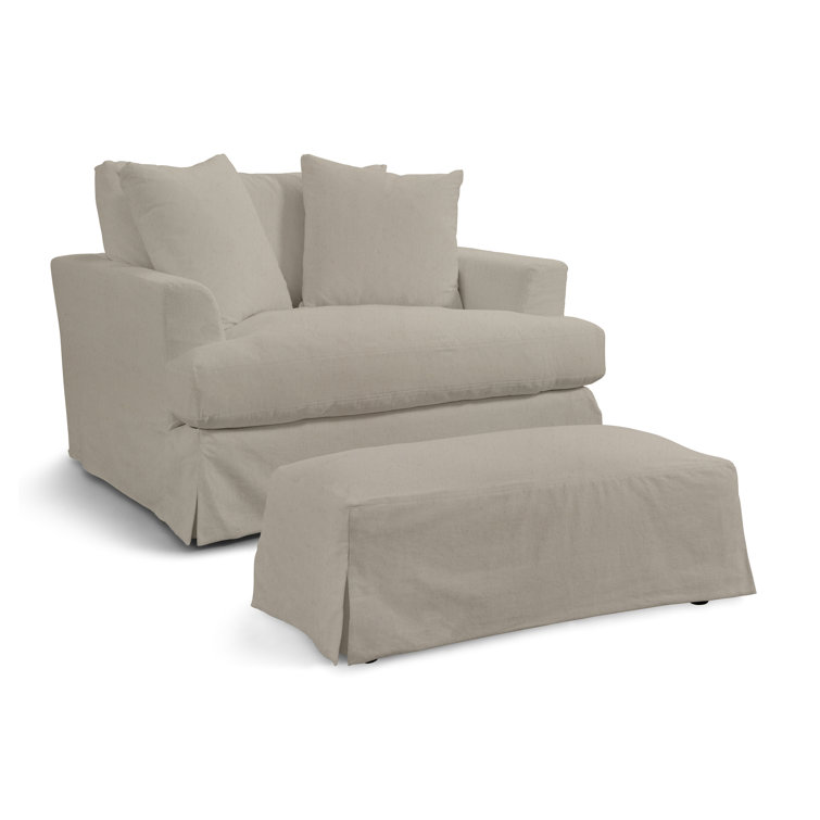 FDW Padraic Slipcover 2-Piece Chair And Ottoman Seating Group In Lily ...