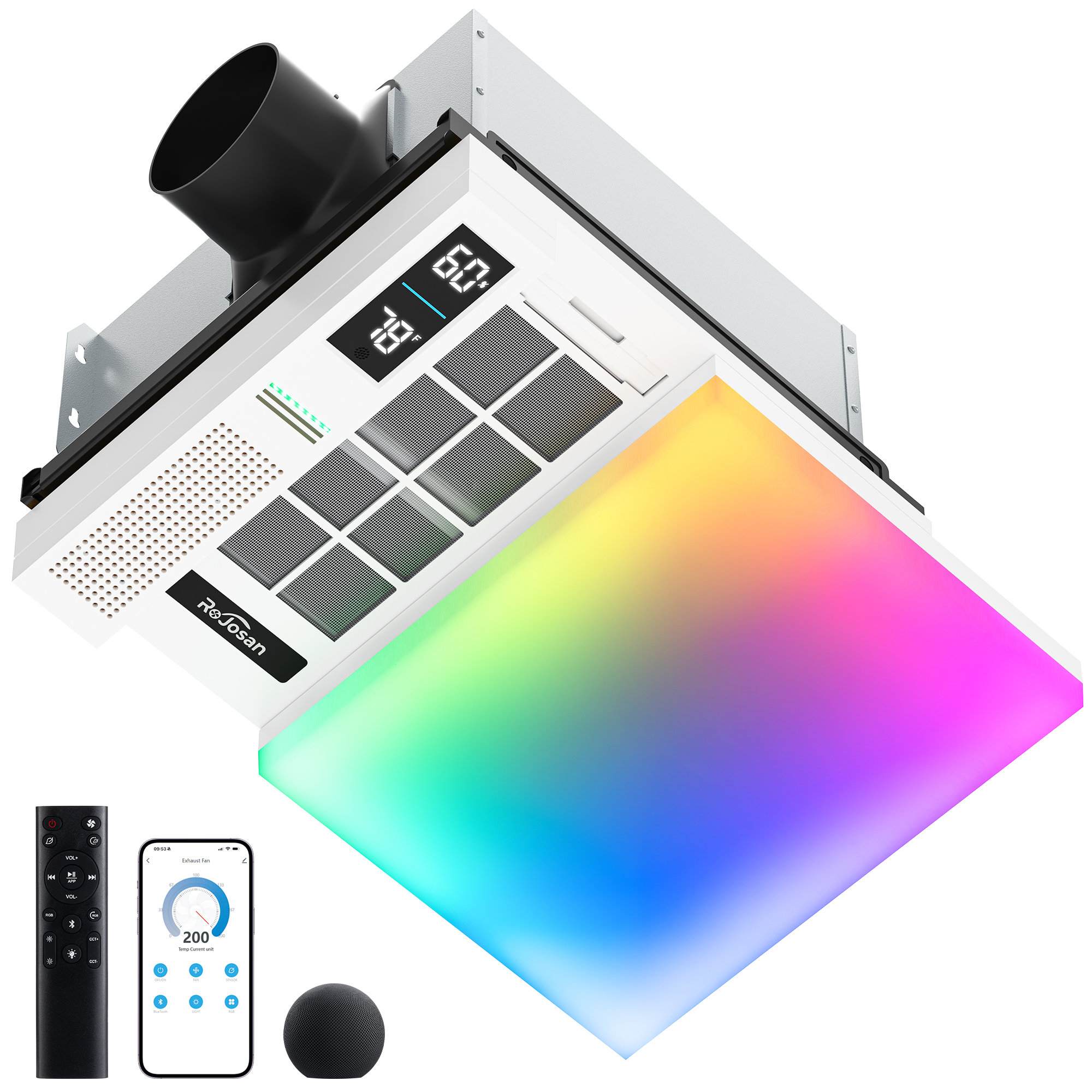 MYBEILEYI 230 Cfm Sliding Exhaust Fan With Bluetooth Speaker, 3-color ...