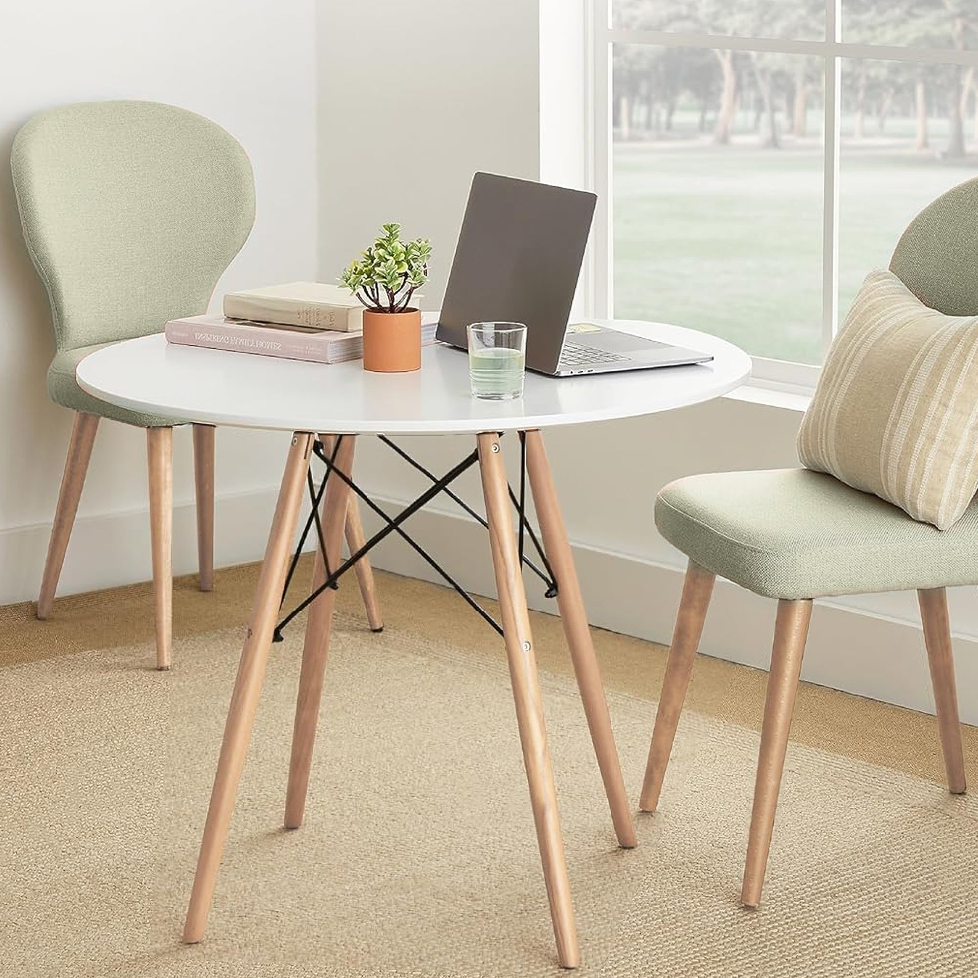 George Oliver Philean Round Solid Wood Base Eiffel Dining Table | Wayfair