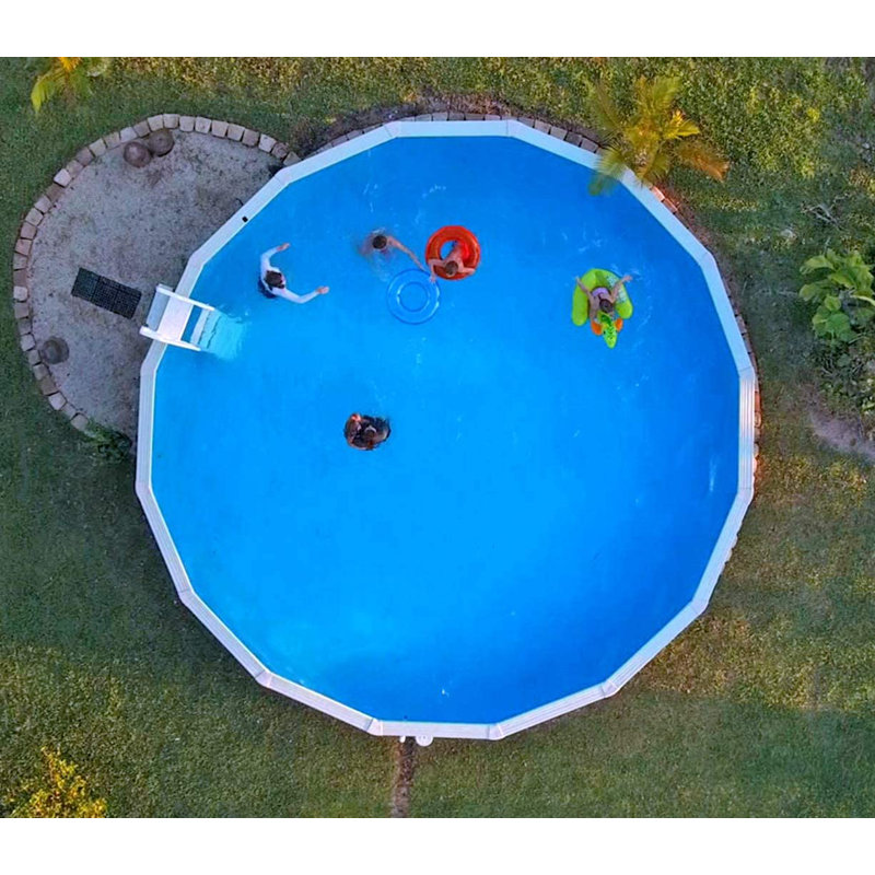 Swimline LI184820 18' Solid Blue Round Above Ground Swimming Pool ...