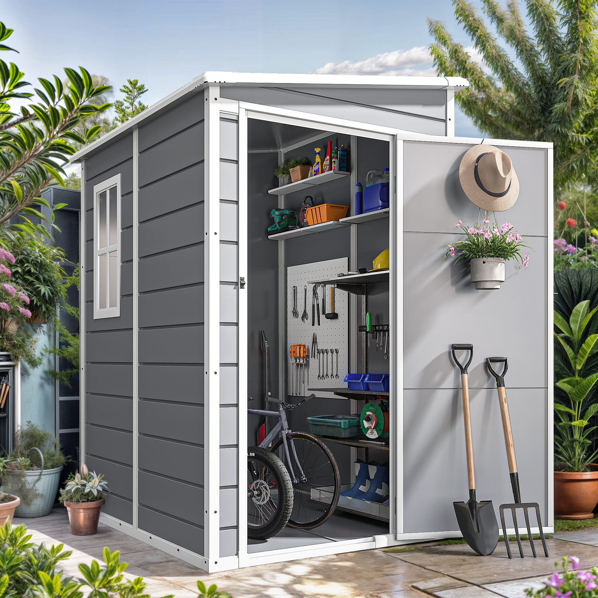Edrosie Inc 4 ft. W x 5 ft. D Metal Vertical Storage Shed | Wayfair
