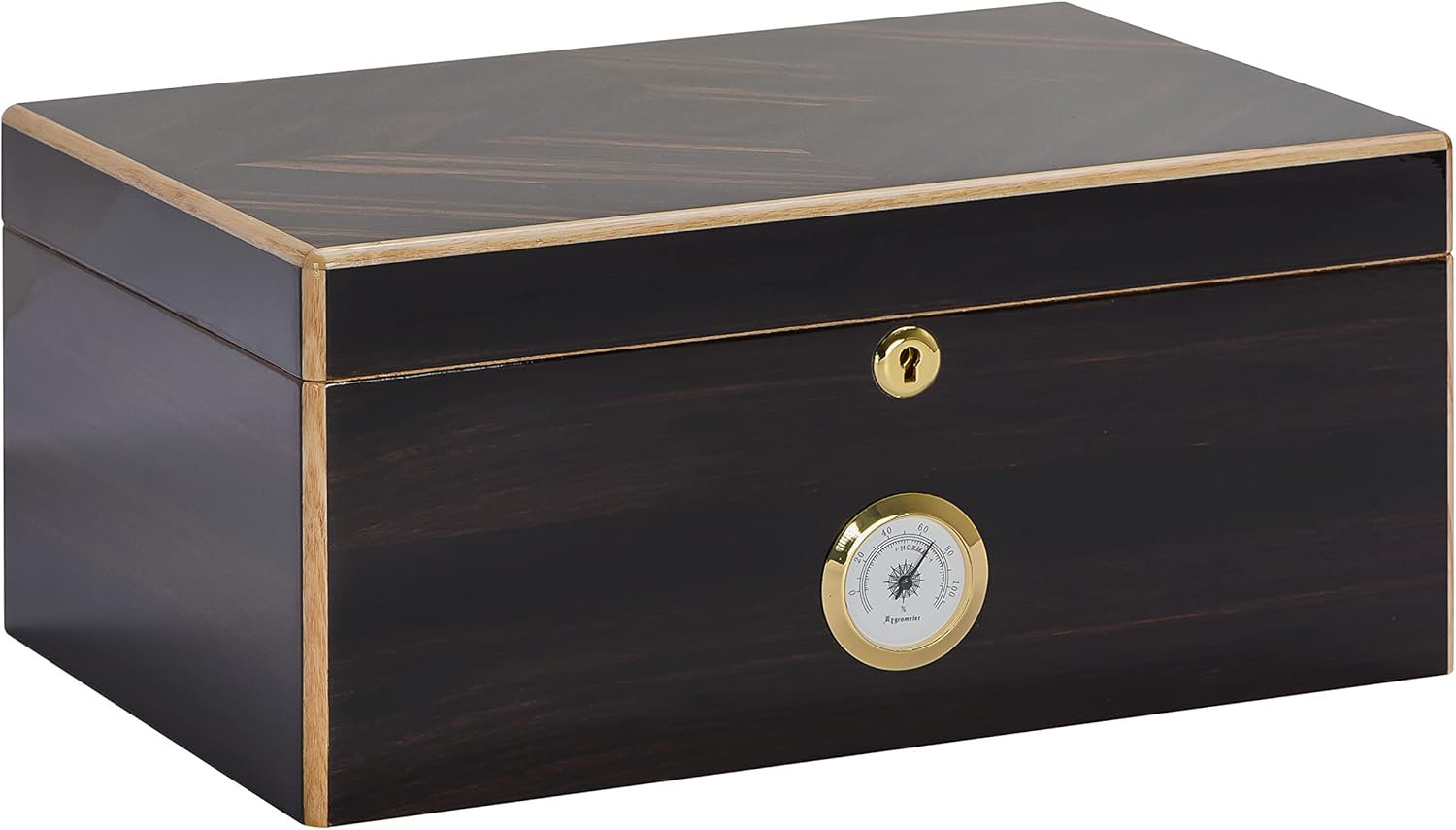 Hokku Designs Basel Desktop Cigar Humidor, Maple Wood with Ebony Inlays ...