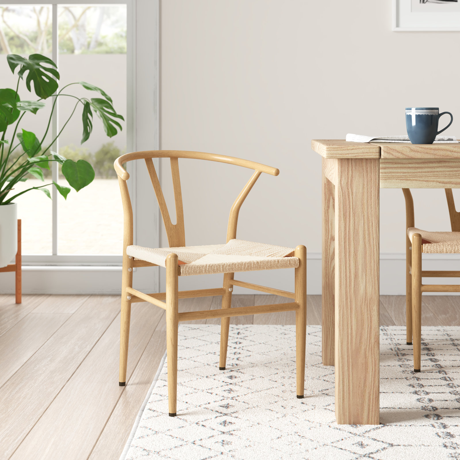 Langley Street Hedon Woven Mid-Century Modern Dining Chairs With Y ...