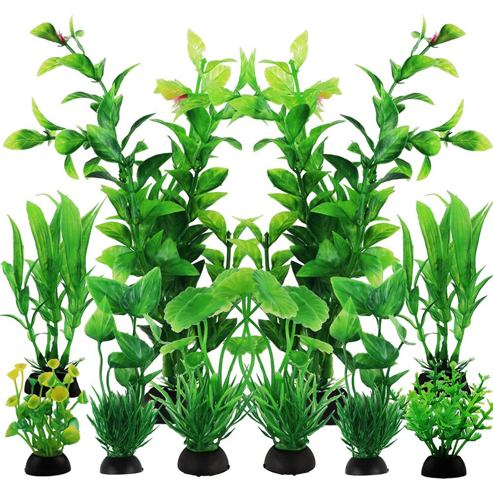 Dakota Fields Fish Tank Accessories Green Plants, 10Pcs Green Fish Ta ...