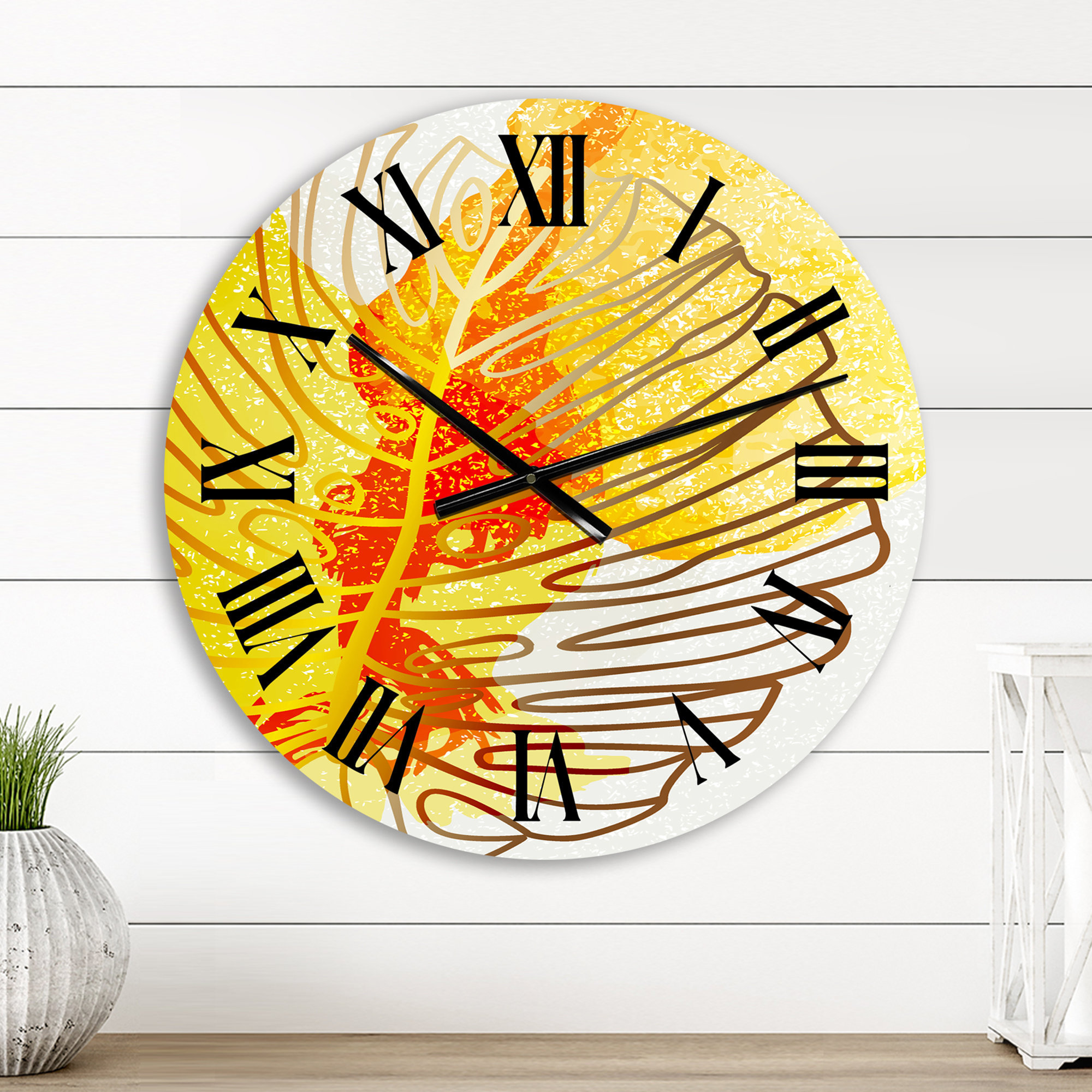 East Urban Home Trendy Abstracts with Vibrant Shapes IV Wall Clock | Wayfair