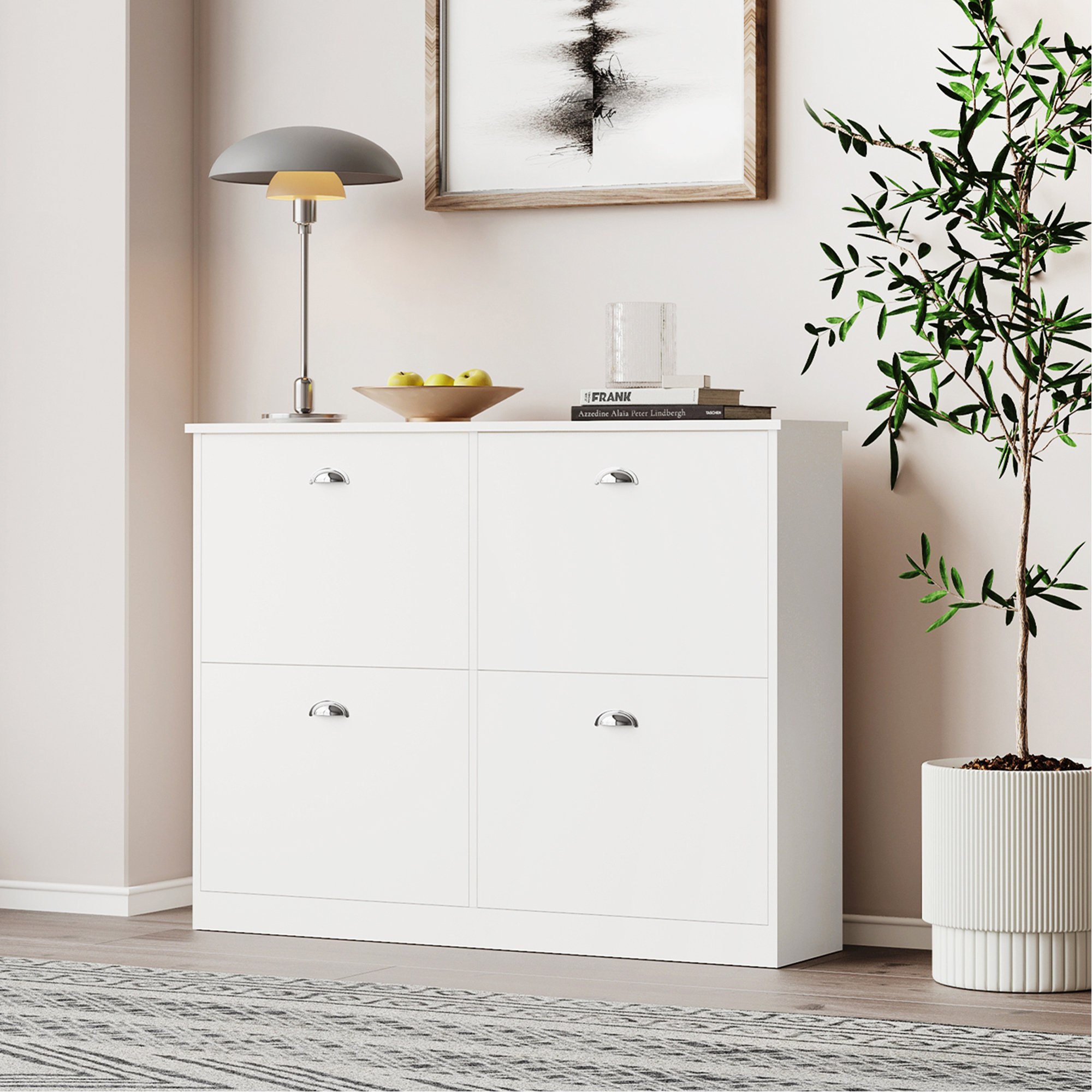 George Oliver Shoe Cabinet,Hidden Slim Narrow Shoe Rack Cabinet with 4 ...