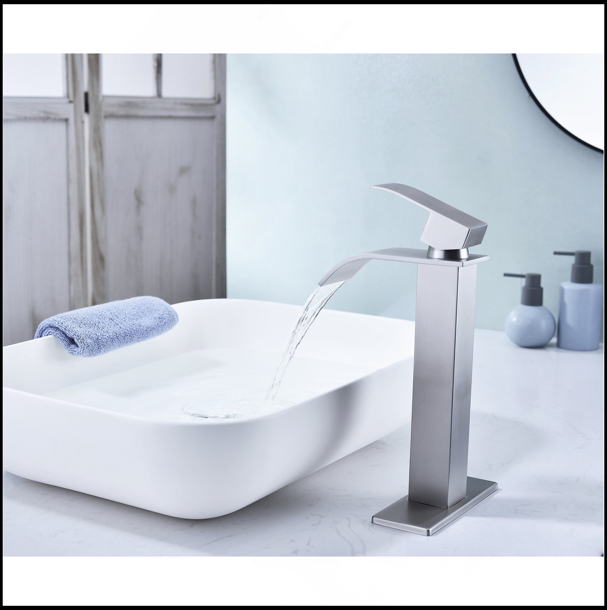 KUNMINGZHUHE Waterfall Spout Bathroom Sink Single Handle Faucet With ...