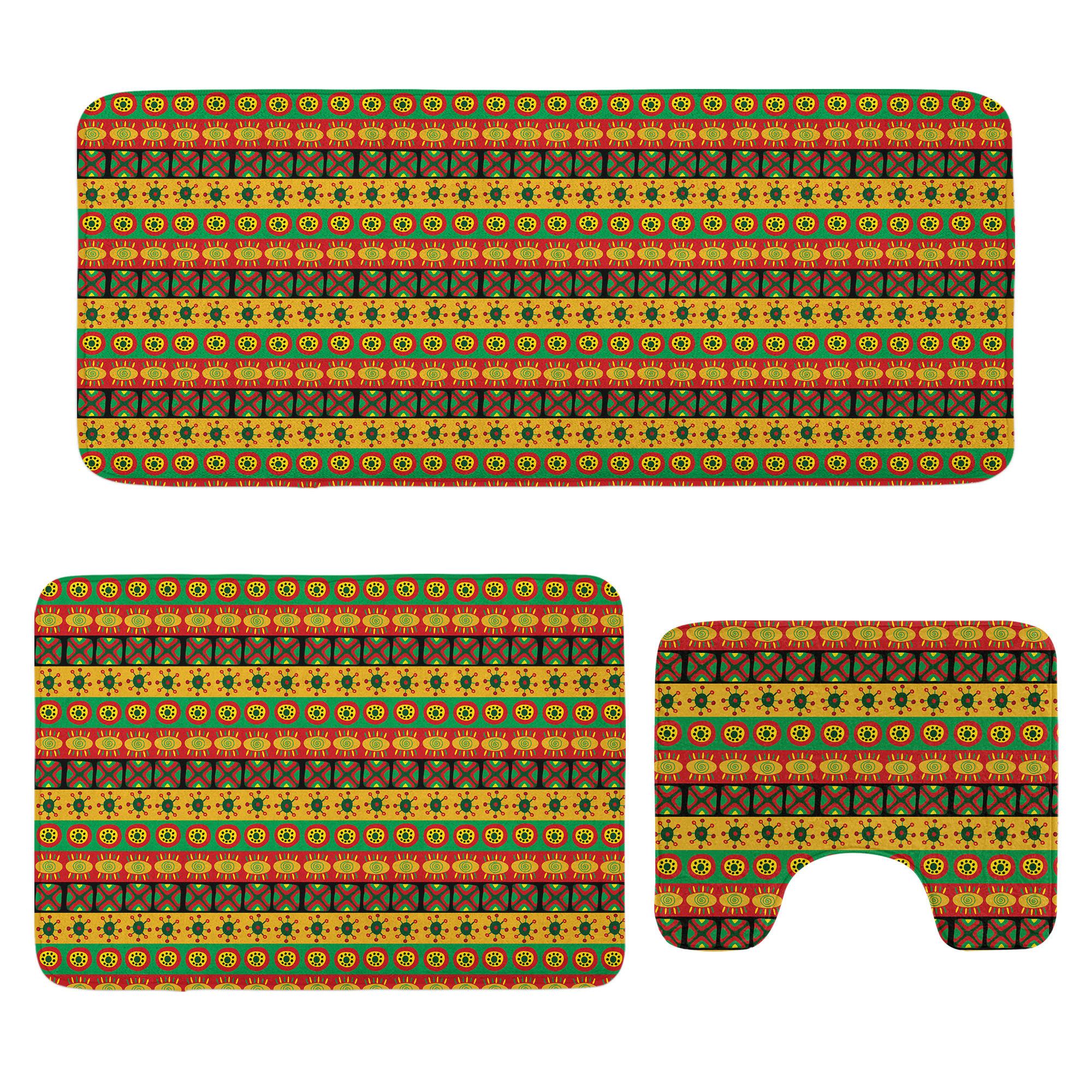 Dakota Fields Tribal Bathroom Rug Set 3 Pieces U-Shape & Rectangle Mats ...