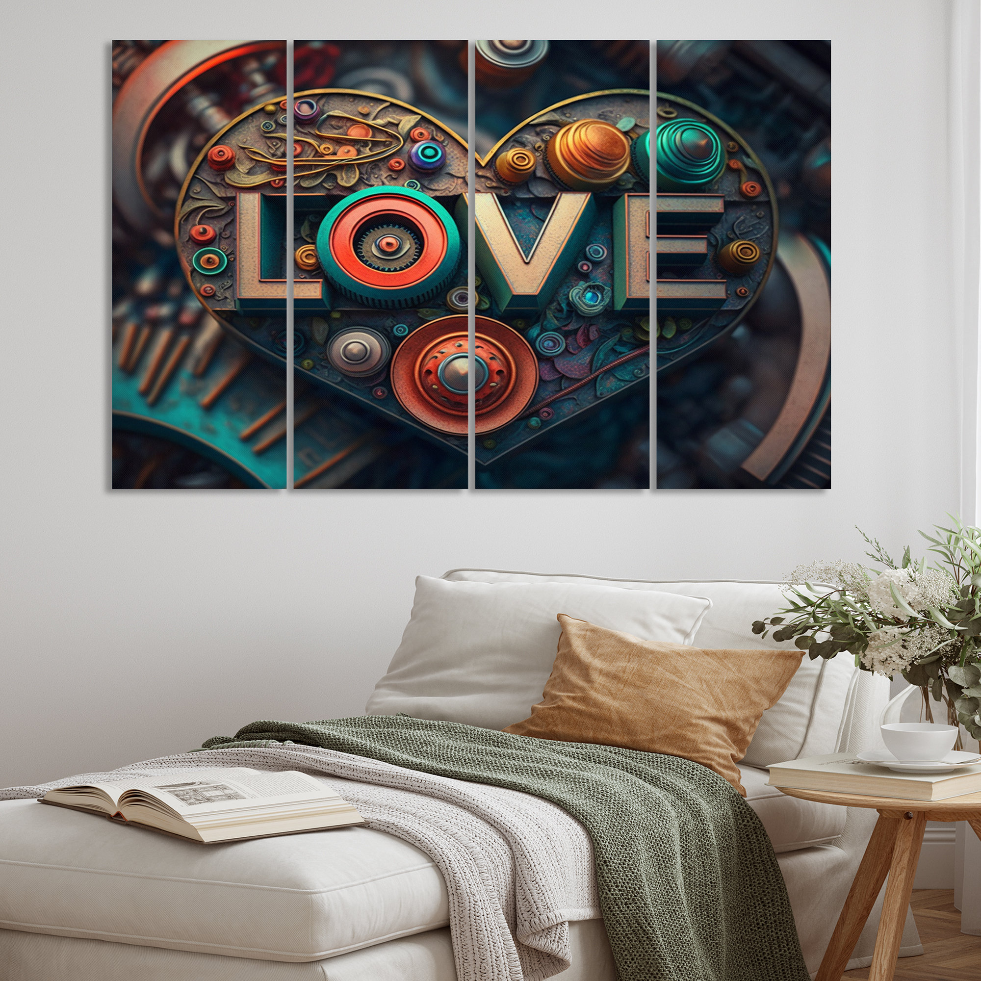 Design Art Unconditional LOVE On Vintage Teal - Christianism Wall Art ...