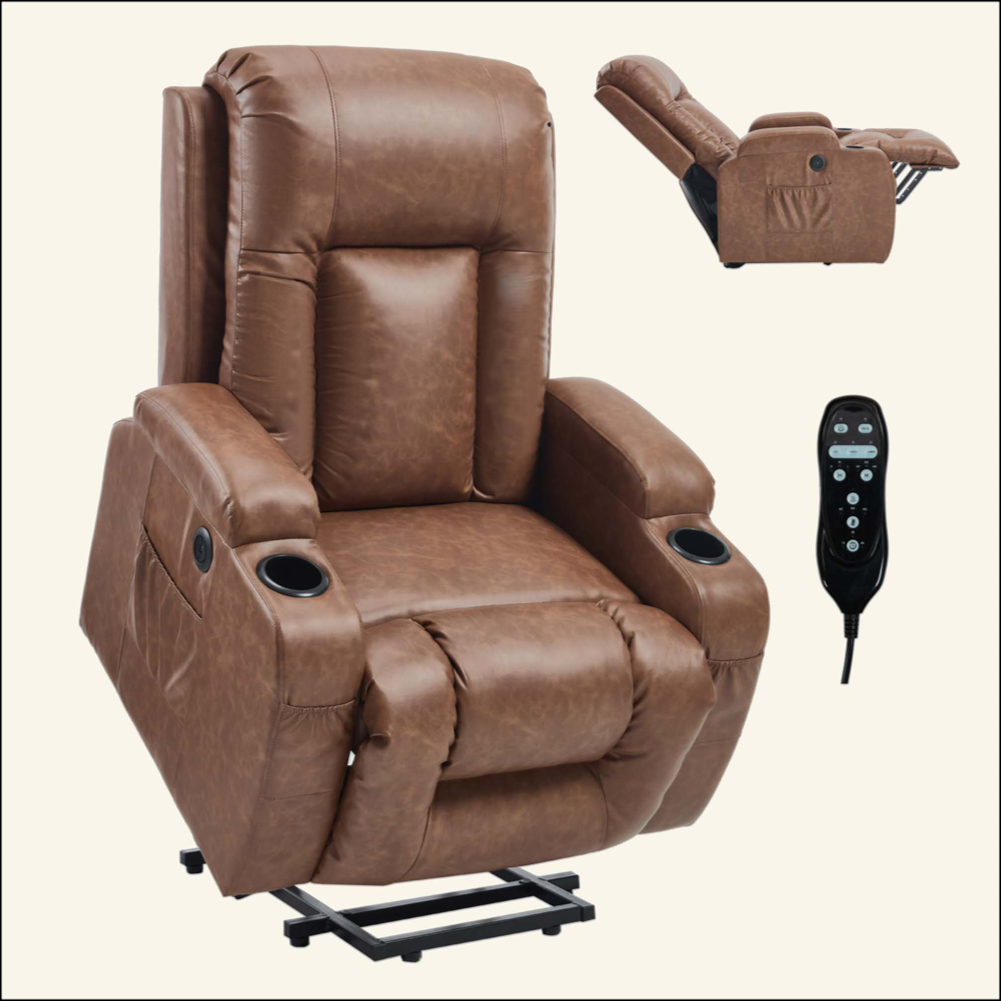 Latitude Run® PU Lnfinite Position Up To 350 LBS Power Lift Recliner ...