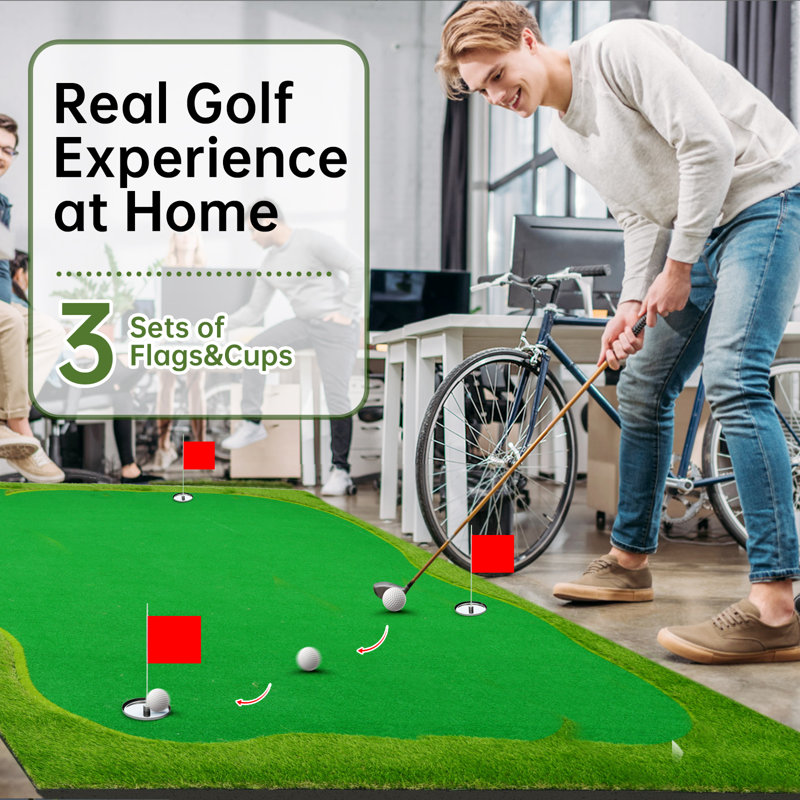 MUKE Indoor & Outdoor Putting Mat with Stainless Steel Cups, Adjustable ...