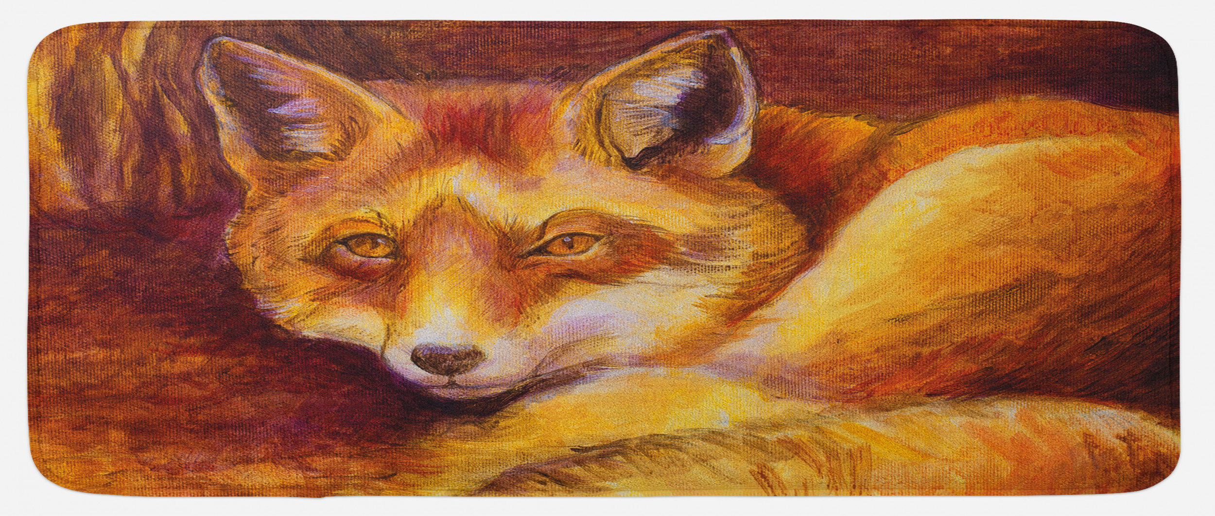 East Urban Home Monochromatic Fox Resting Painting Style Display ...