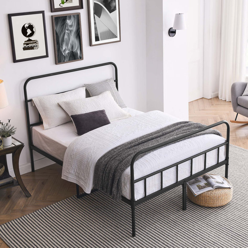 17 Stories Wrought Iron Bed Frame, Metal Bed Frame, Iron Platform Bed ...