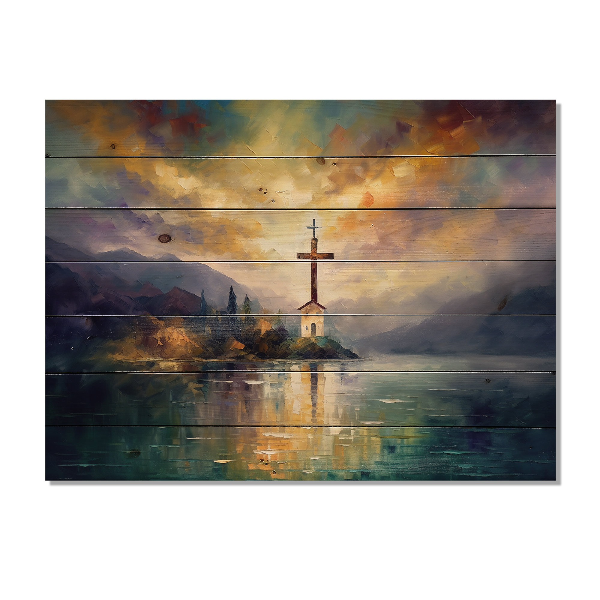 Red Barrel Studio® Religious Cross Reflections On Wood Print | Wayfair