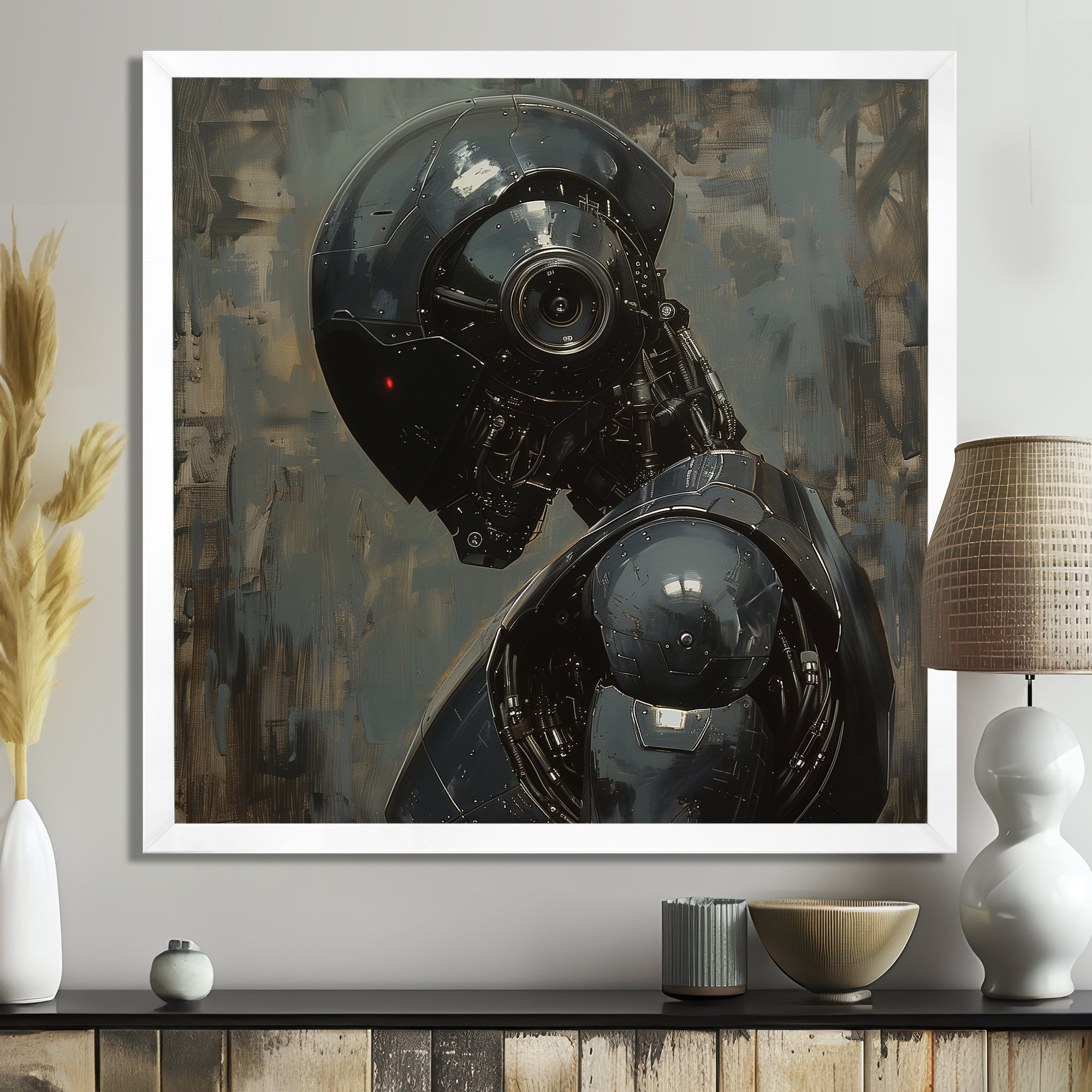 Ivy Bronx Grey Metal Majesty Robot - Robots Wall Art | Wayfair