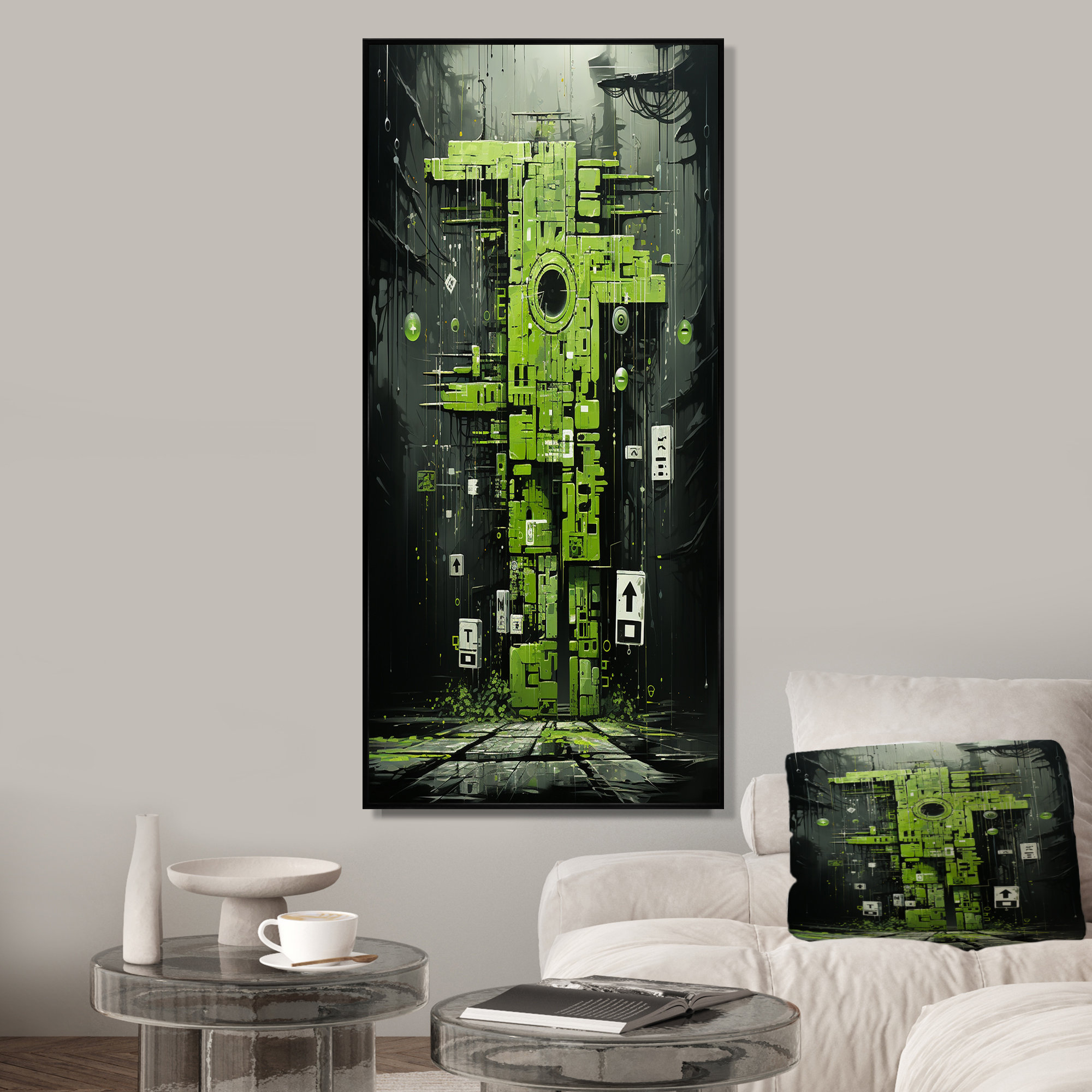 Ivy Bronx Green Abstract Maya Shapes Mask I - Abstract Wall Art Decor ...