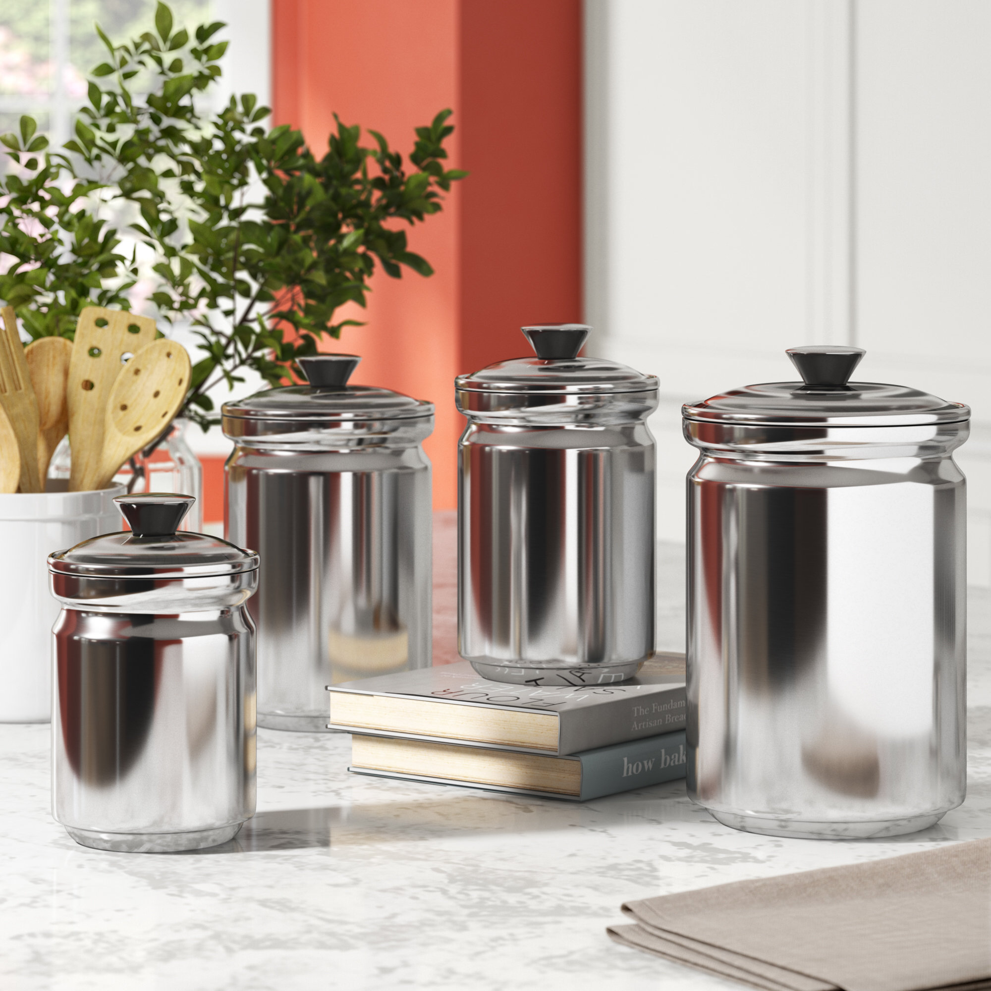 Tramontina Gourmet 4 Piece Kitchen Canister Set & Reviews | Wayfair