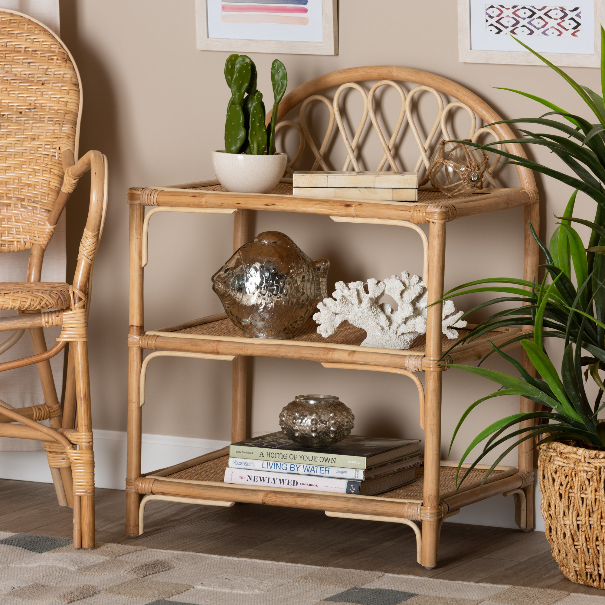 Bayou Breeze Redell Modern Bohemian Rattan 3-Tier Display Shelf ...