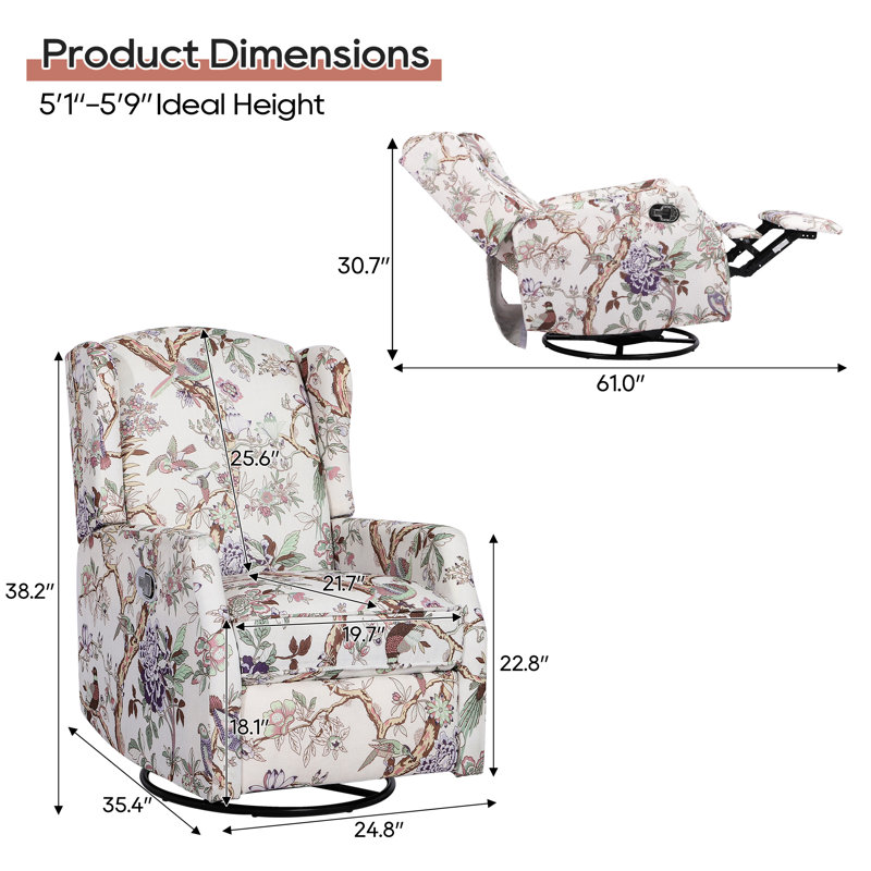 Latitude Run® Lola-Belle Swivel Rocker Recliner with Adjustable ...