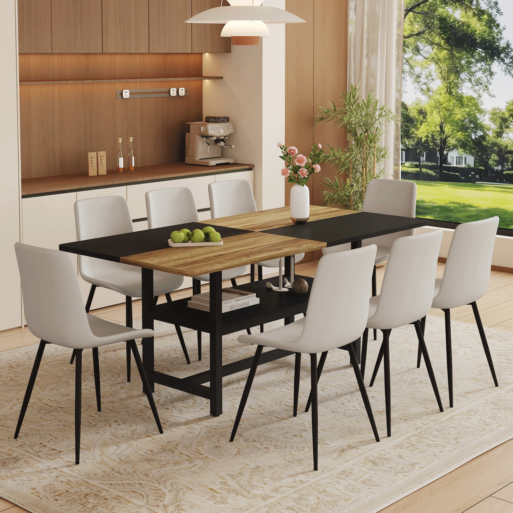 Corrigan Studio Spacious Storage Dining Table Mdf Metal Modern Family ...