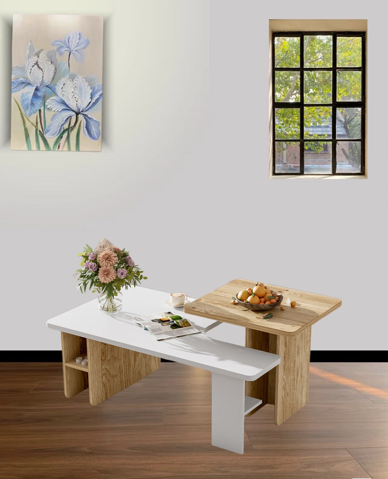 George Oliver 2 Nesting Coffee Tables Farmhouse,rectangle Coffee Table ...