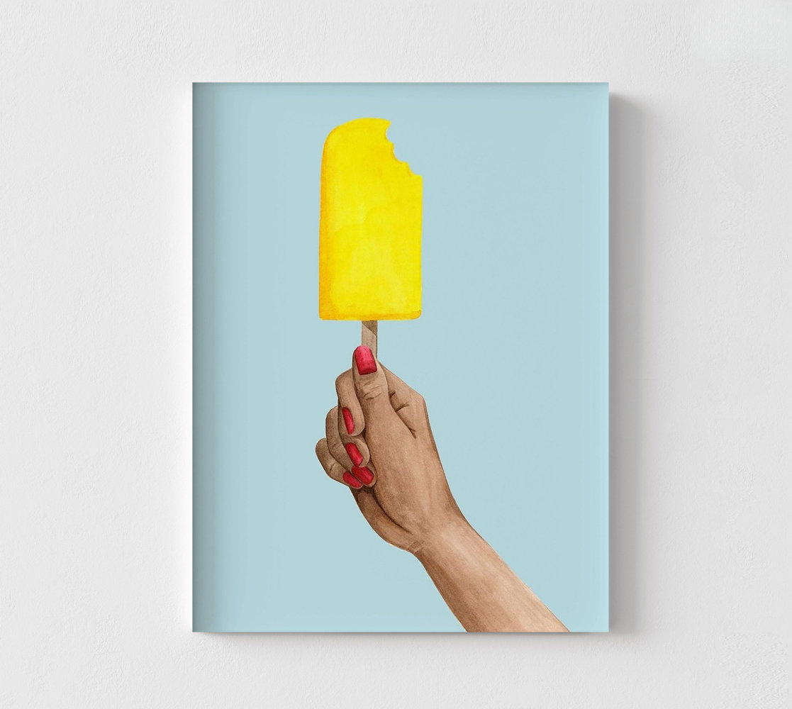 WeFrameArt Yellow Ice Cream Poster Print, Coloured Popsicle Wall Art ...