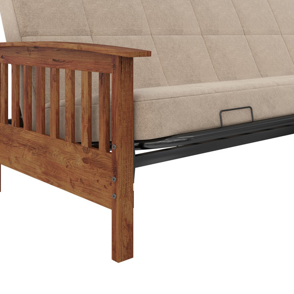 Lark Manor™ Arlethia Full Size Wood Arm and Black Metal Futon Frame ...