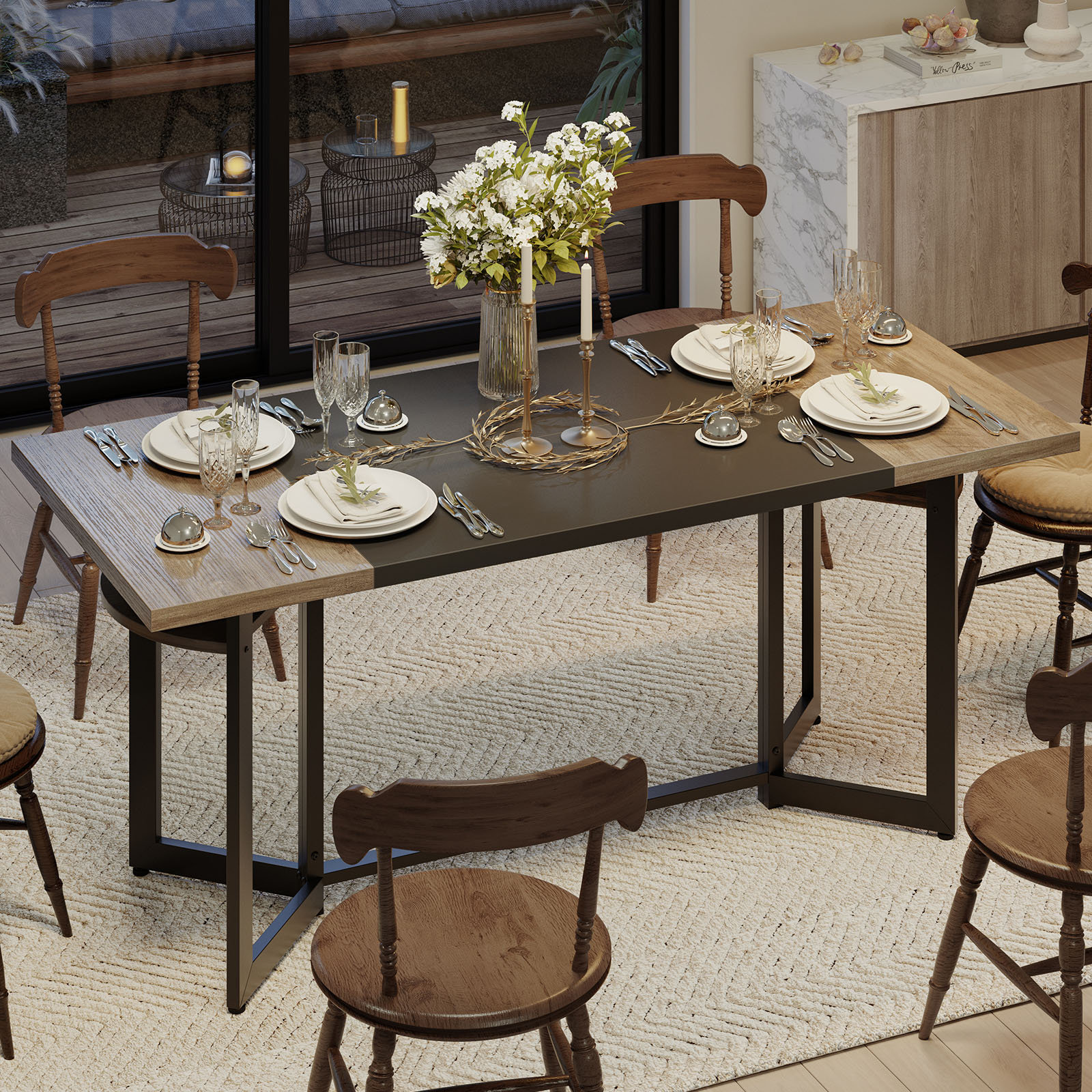 Lark Manor™ Bulut 70inch Rectangle Brown Dining Tables For 6-8 People ...